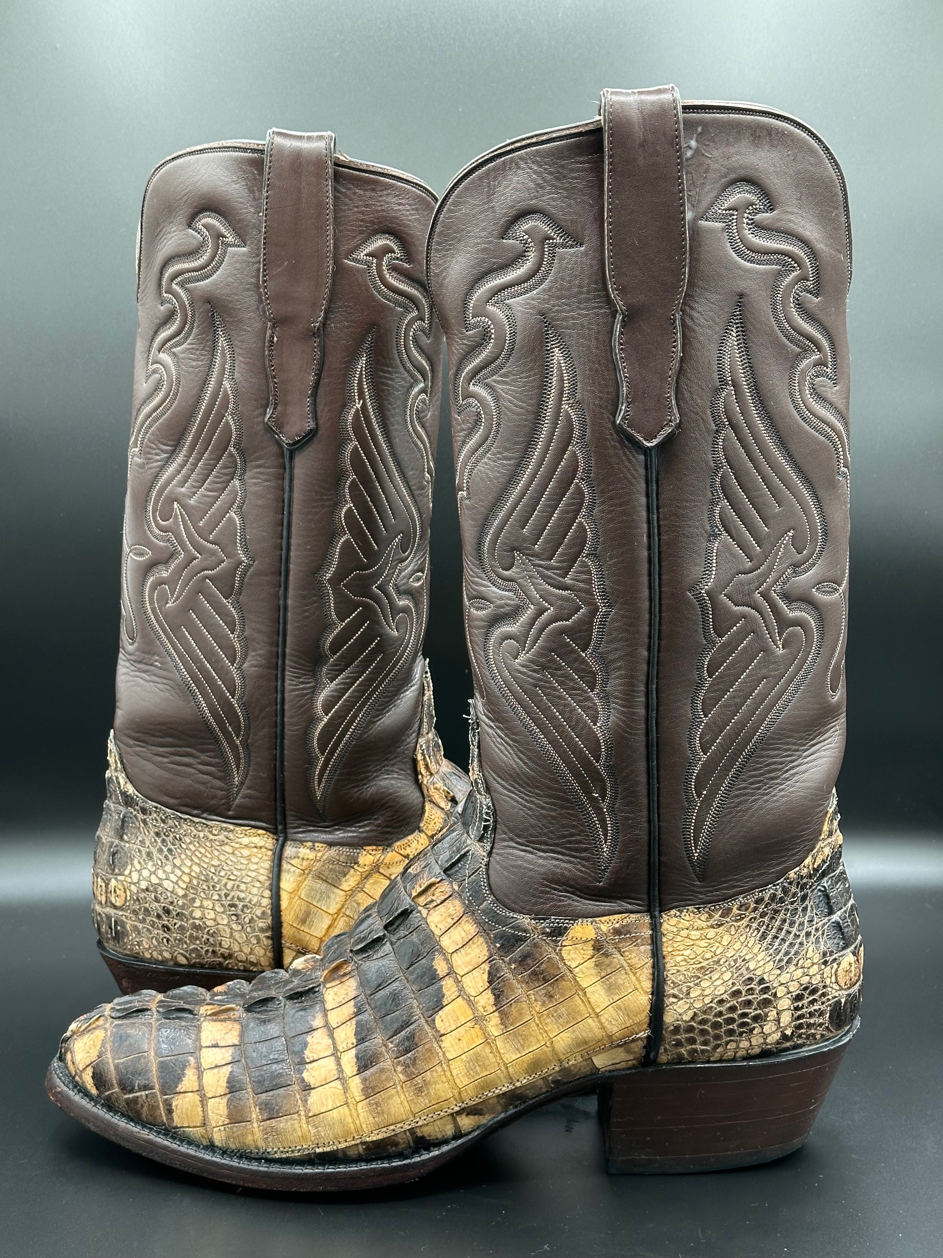Ammons Custom Natural Color American Alligator Tail Cowboy Boots 12 D ...