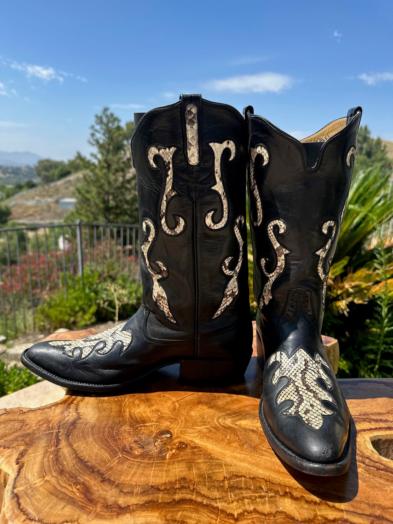 Rios of Mercedes Python Inlay Cowboy Boots size 8.5 D w/ 34 in belt ...