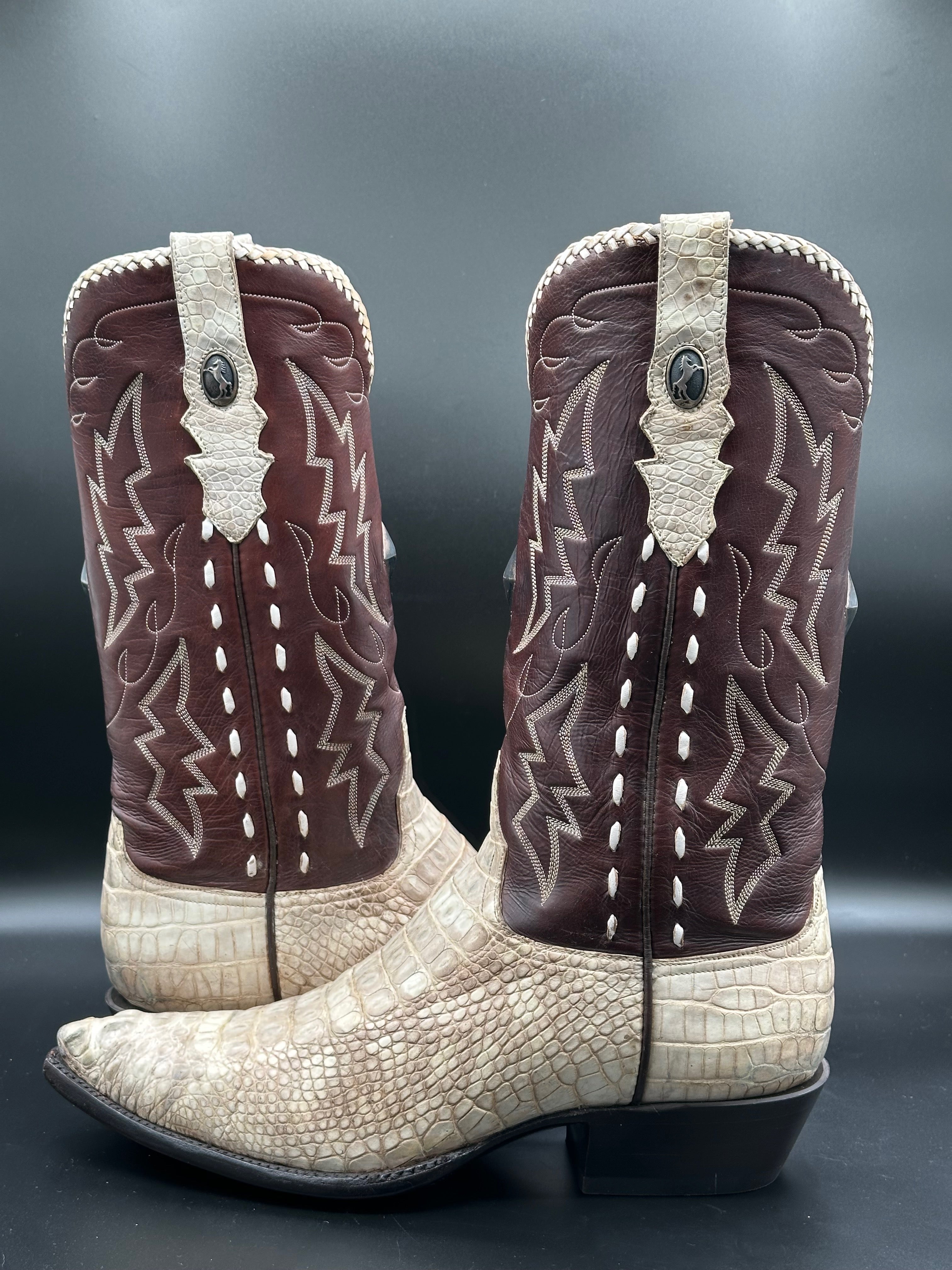 Stallion Custom Albino Alligator with Sterling Silver Inlay Cowboy Boo ...